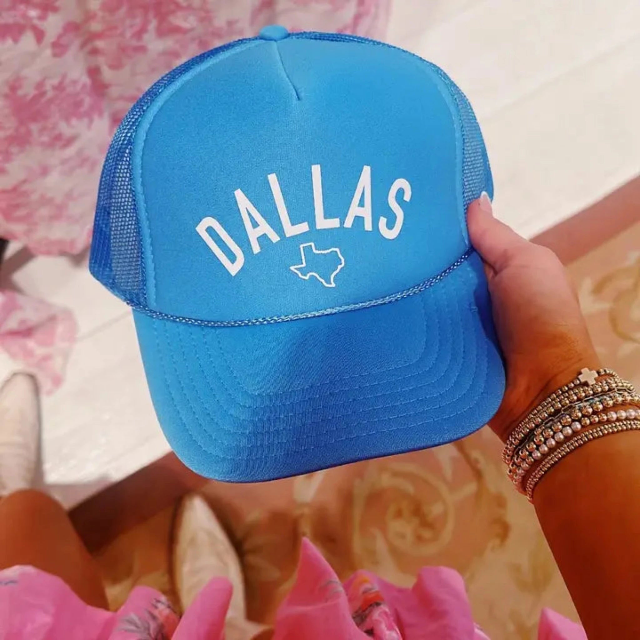 Dallas Trucker Hat - Blue – The English Rose Boutique